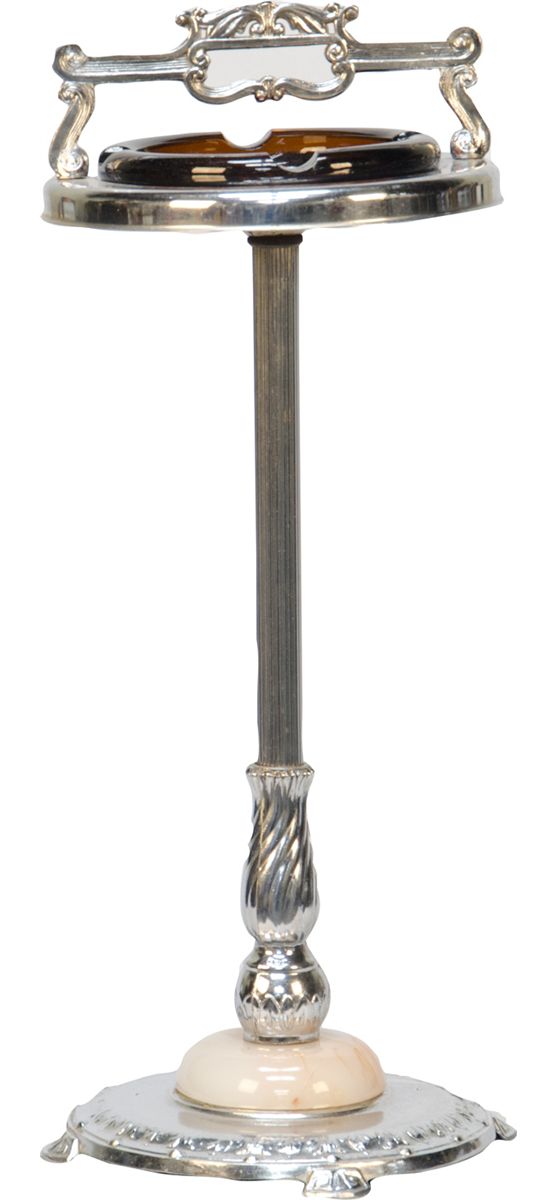 Art Deco Chrome Plated w/ Some Marble Smoking Stand