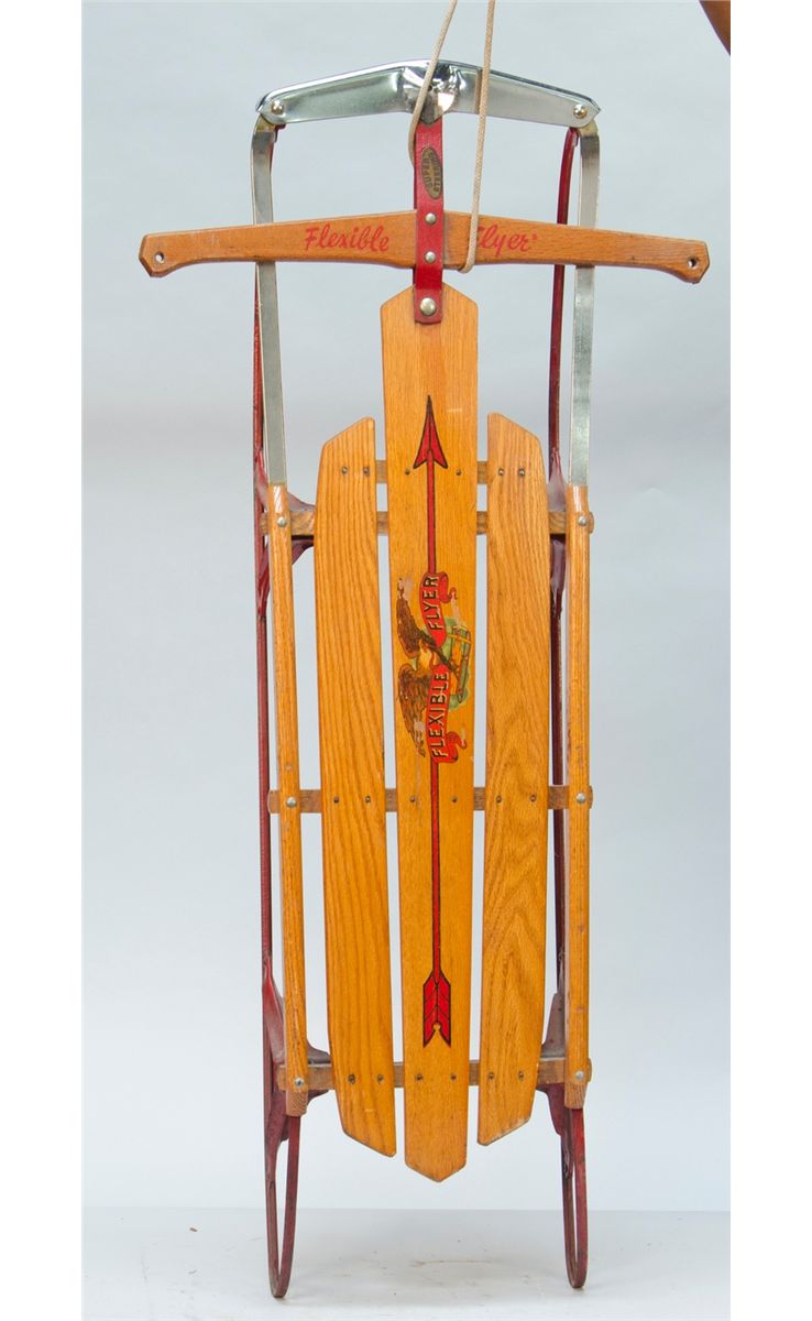 Flexible Flyer Sled, Wood & Metal Chrome c1950s