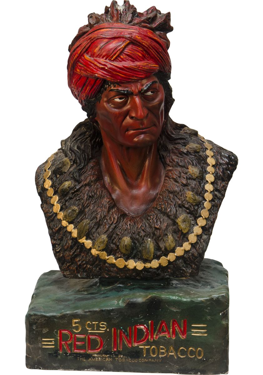Red Indian Tobacco Plaster Figural Indian Bust Cigar S