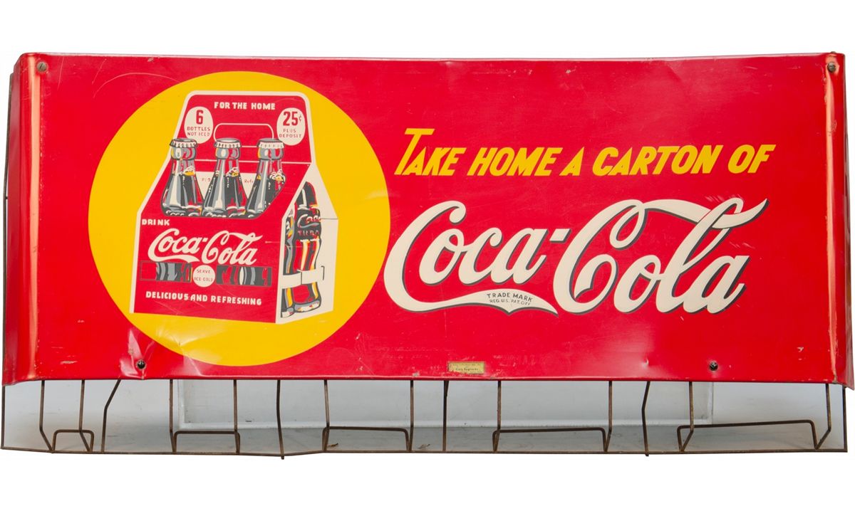 Coca-Cola Carton Rack w/ Tin Curved "Take Home a Carton