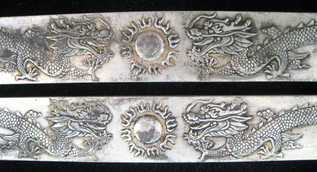 Pair Of Silver Chinese Scroll Weights