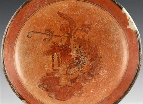 A Pre-Columbian Maya Plate w/ Figure, Ex Sotheby’s