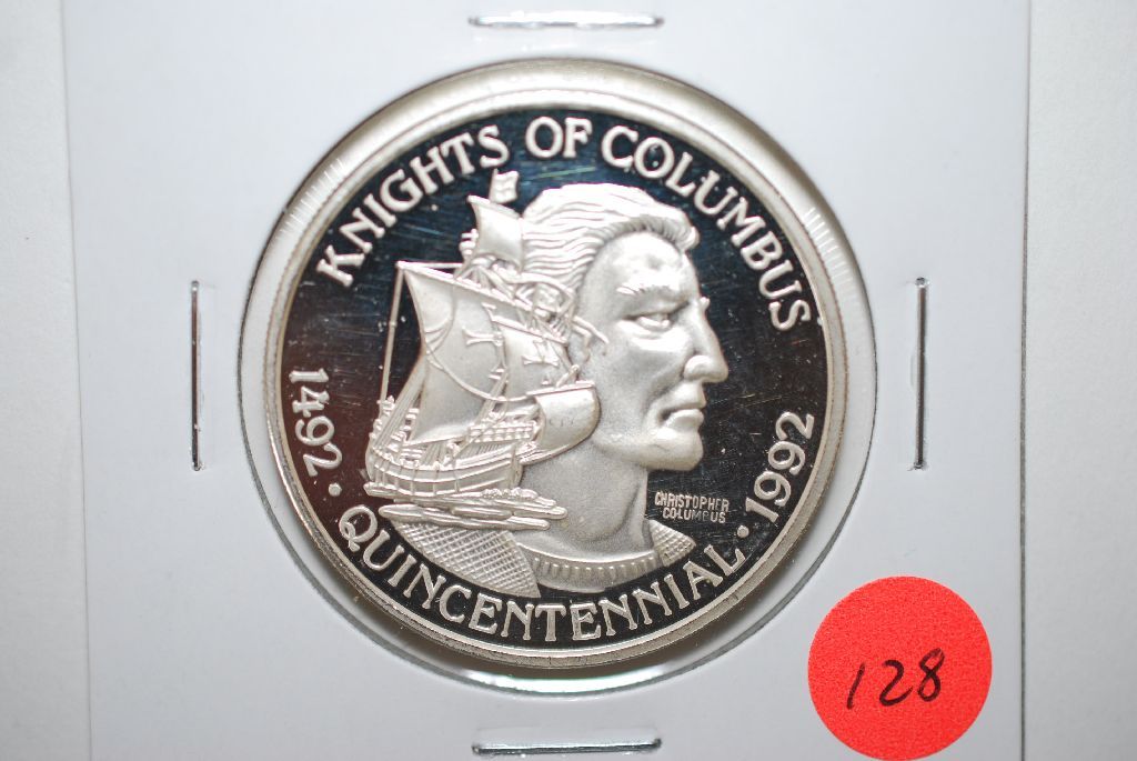 1992 Knights Of Columbus Quincentennial Silver Round; Pilgrimage ...
