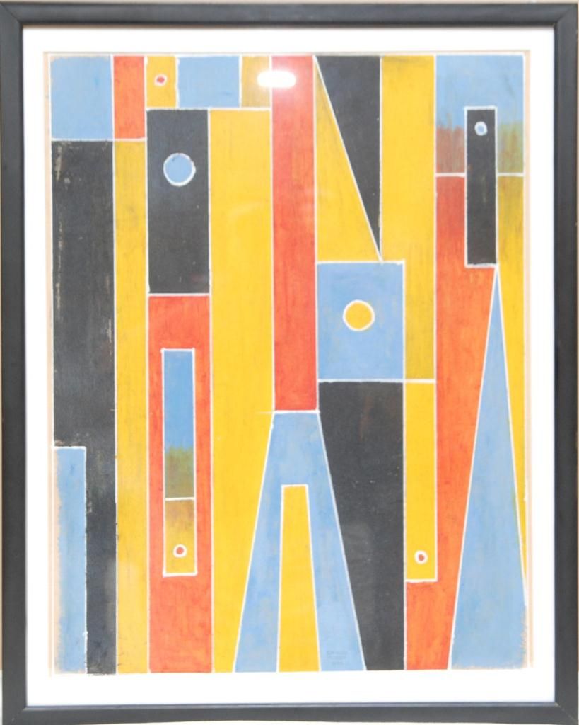 CARLOS MERIDA ABSTRACT MIXED MEDIA ON CARDSTOCK