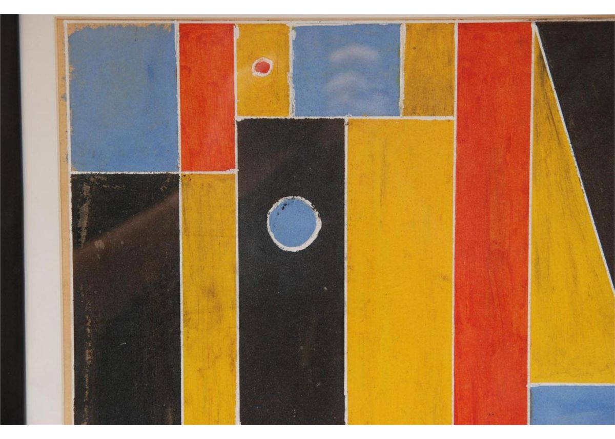 CARLOS MERIDA ABSTRACT MIXED MEDIA ON CARDSTOCK