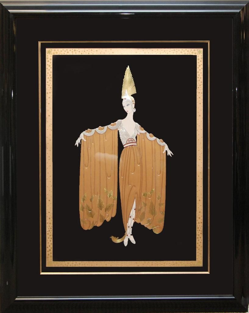 AN ERTE EMBOSSED LITHOGRAPH 'ART DECO LADY'
