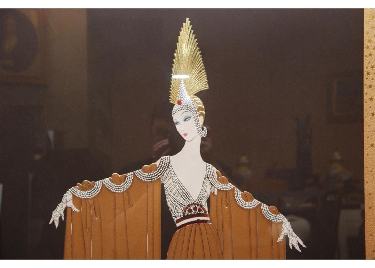 AN ERTE EMBOSSED LITHOGRAPH 'ART DECO LADY'