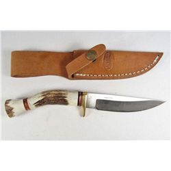 MARBLES HUNTING KNIFE W/ SHEATH & STAG HANDLE