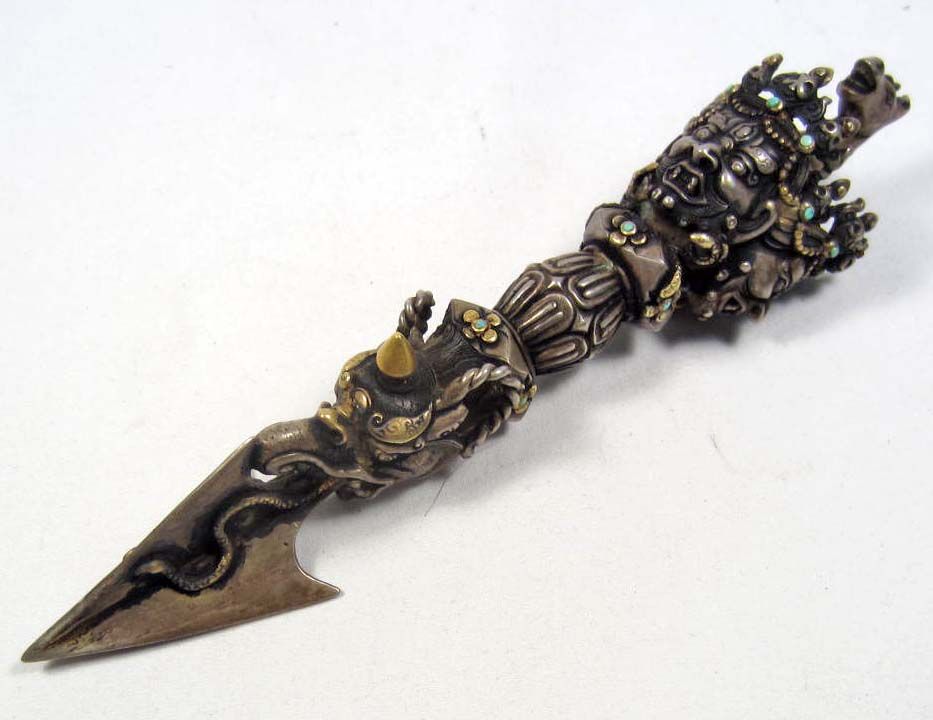 TIBETAN SILVER DAGGER - VERY ORNATE