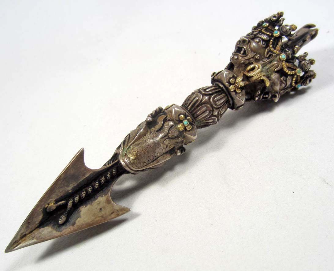 TIBETAN SILVER DAGGER - VERY ORNATE