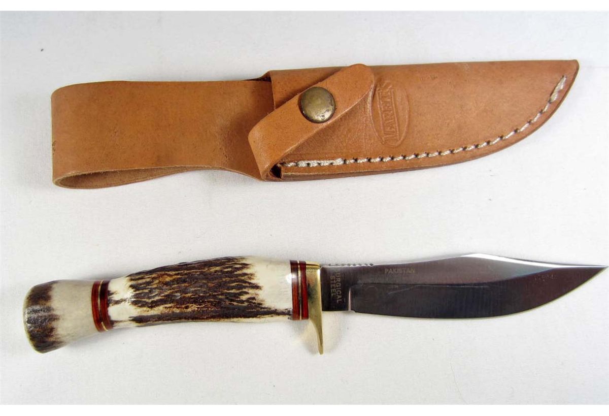 MARBLES HUNTING KNIFE W/ SHEATH & STAG HANDLE