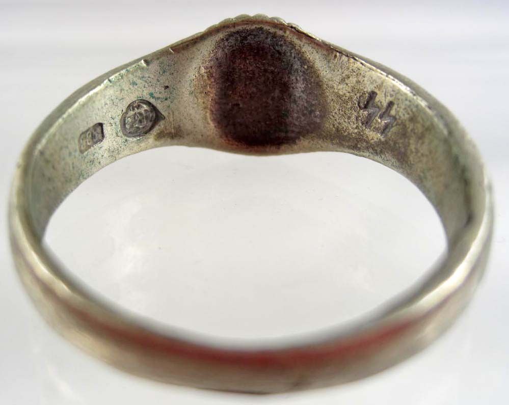 STERLING SILVER GERMAN NAZI SS ENAMELED RING