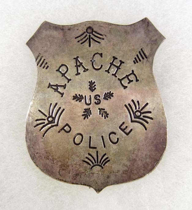 OLD WEST US APACHE POLICE COWBOY ERA LAW BADGE