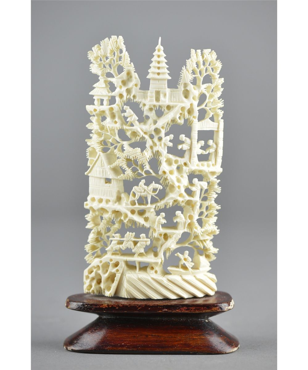 Antique Chinese Ivory Carved Plaque