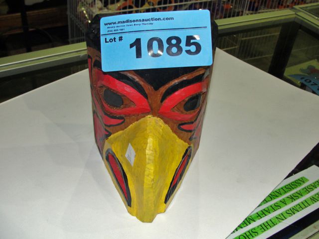 West coast native carved cedar eagle mask