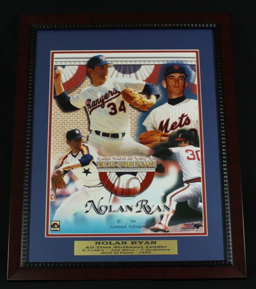 Nolan Ryan 16x20 Custom Framed Display: "All Time Strikeout Leader"