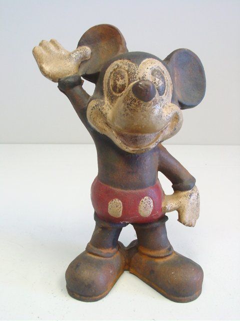 Vintage cast iron Mickey & Minnie Mouse banks
