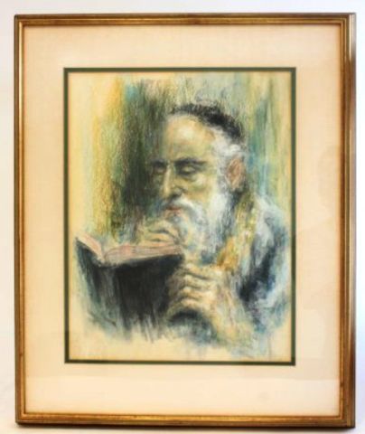 Pastel drawing of "Rabbi" by Monroe Reisman