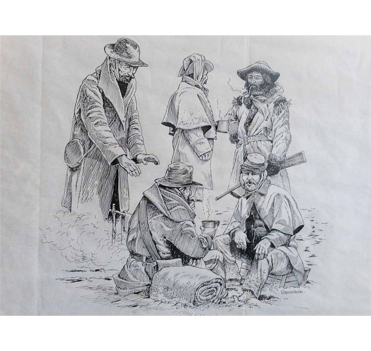 Reedstrom, Ernest. Soldiers. Pen & Ink, 10” x 13”.