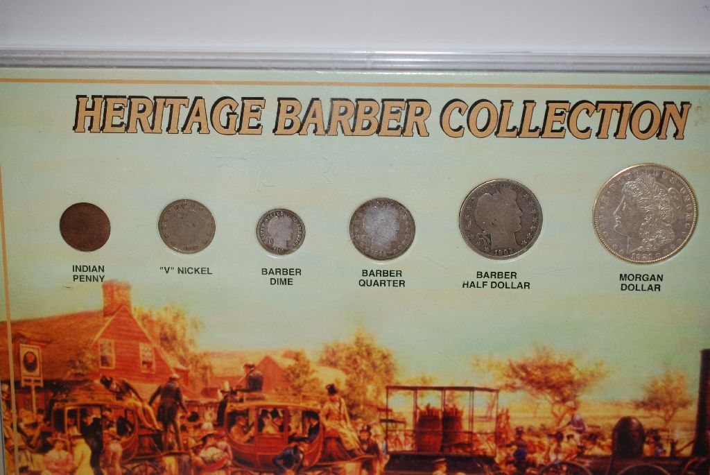 Heritage Barber Collection Coin Set; 1888 Indian Head One Cent, 1910 ...