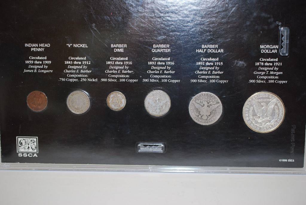 Heritage Barber Collection Coin Set; 1888 Indian Head One Cent, 1910 ...