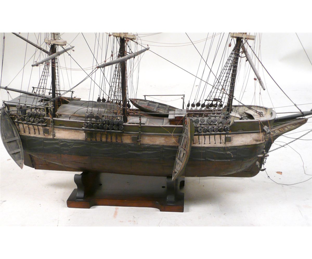 Three Masted Sailing Ship Model, 19th/20th C., N9ENBH