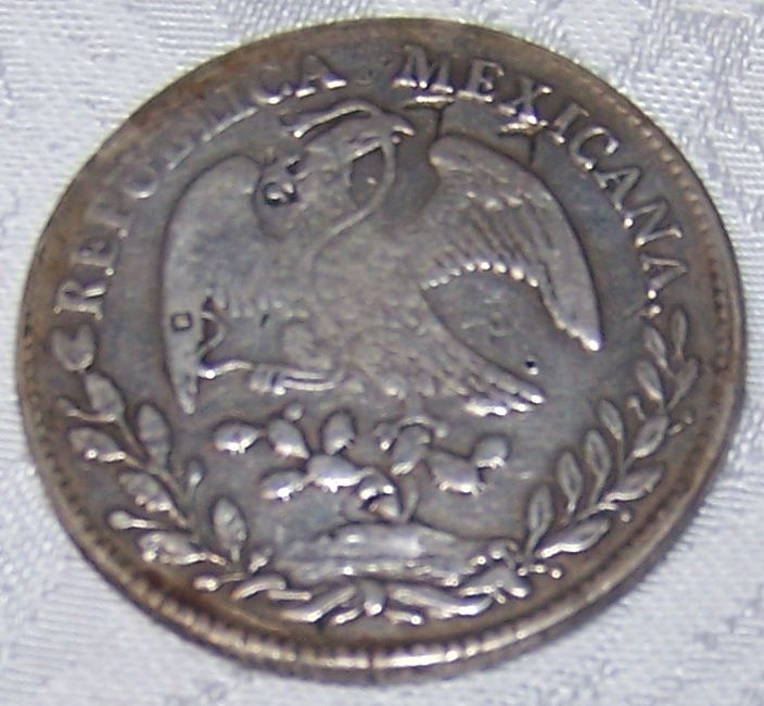 1876 SILVER 8 REALES W/ COUNTER MARKS-MEXICO RARE