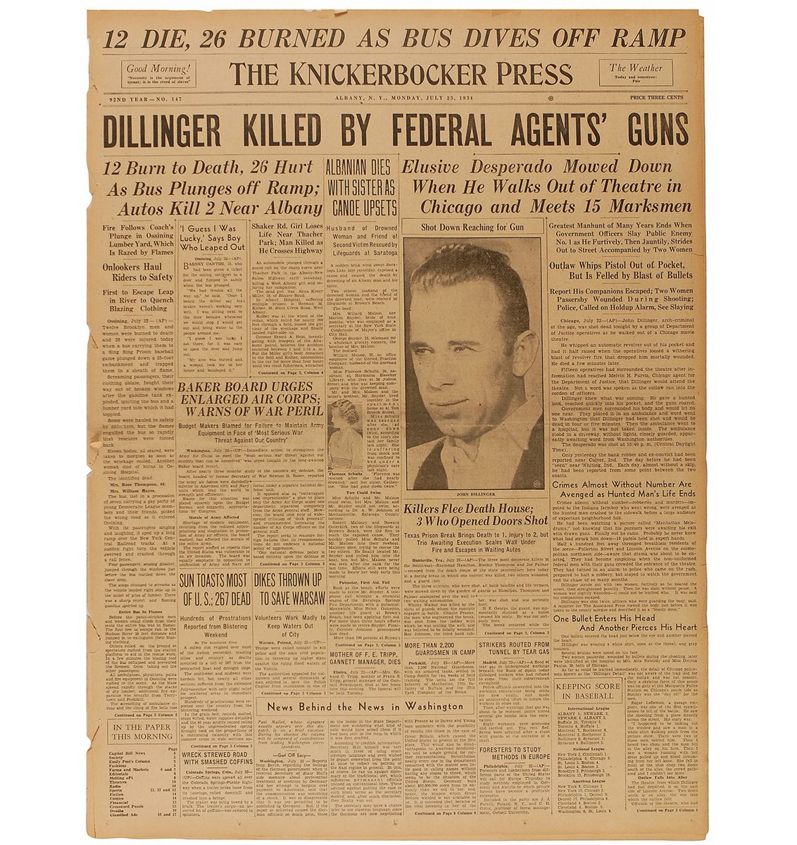 John Dillinger Newspaper