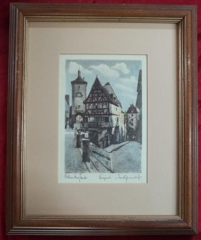 4 Ernst Geissendorfer Signed Rothenburg Etchings
