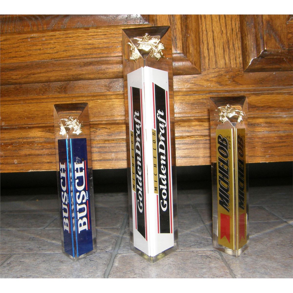Michelob, Golden Draft, and Busch Beer Tap Handles