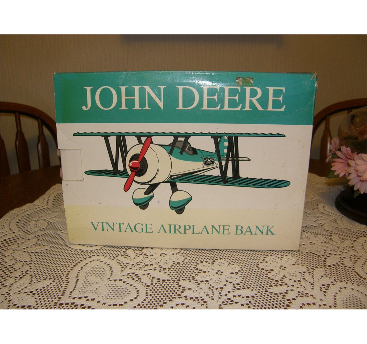 John Deere Vintage Airplane Bank in Box