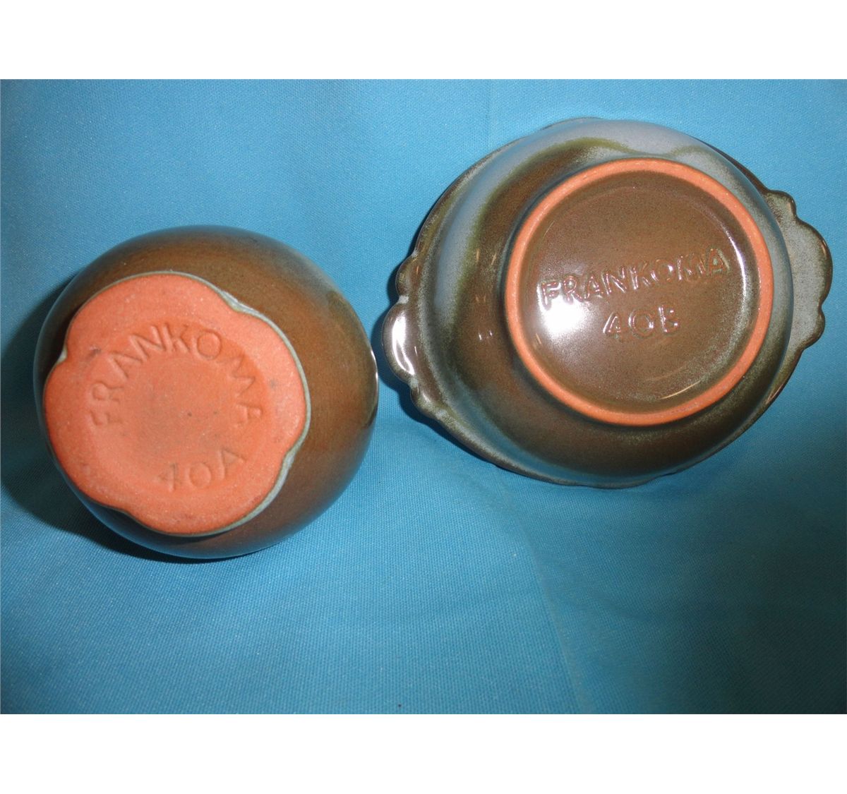 Frankoma 40B small pitcher & bowl, blue