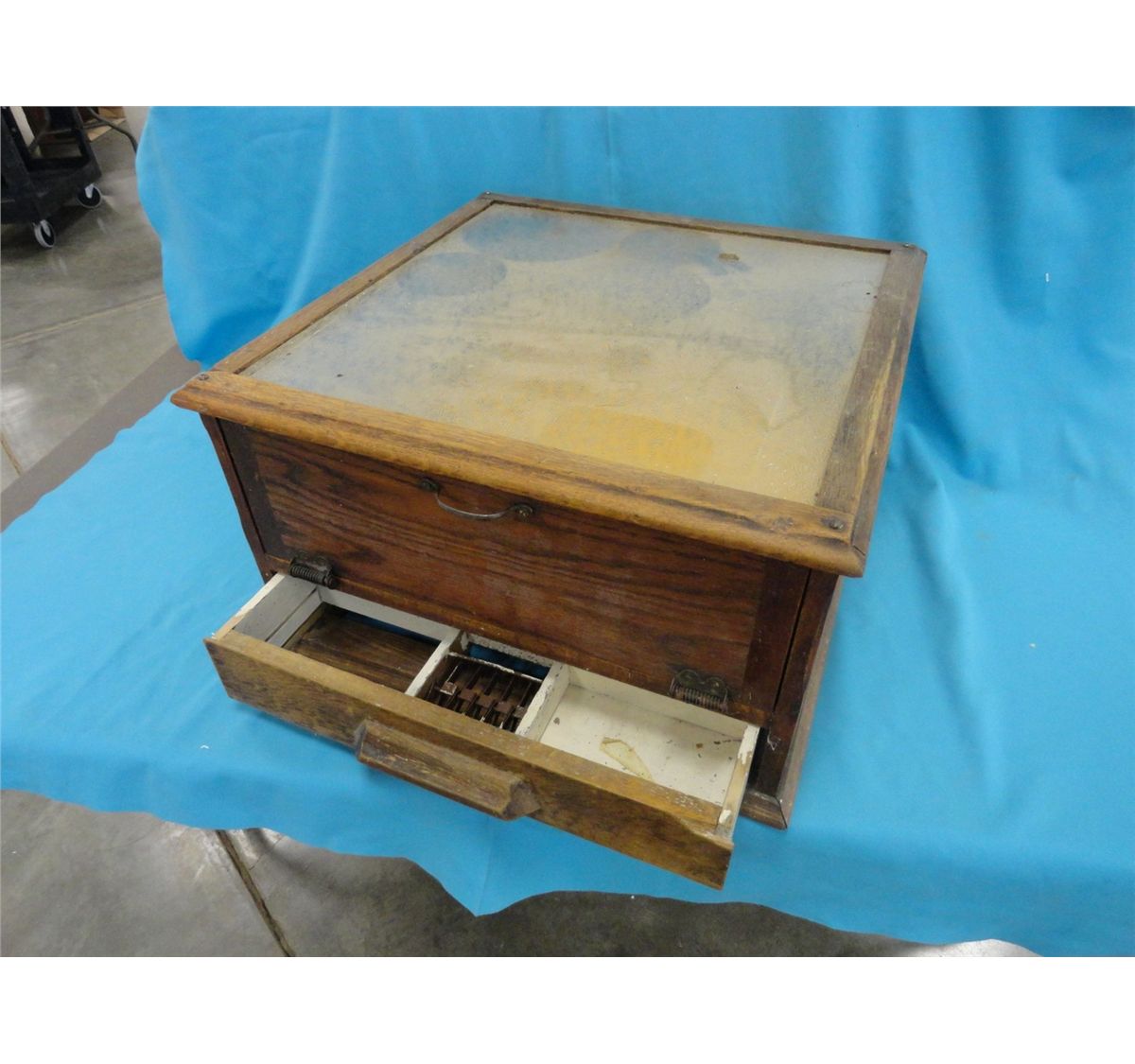 Oak cash register, display case