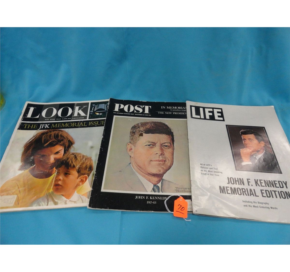 3 - JFK memorial magazines, LIFE, LOOK, POST, 1963-64