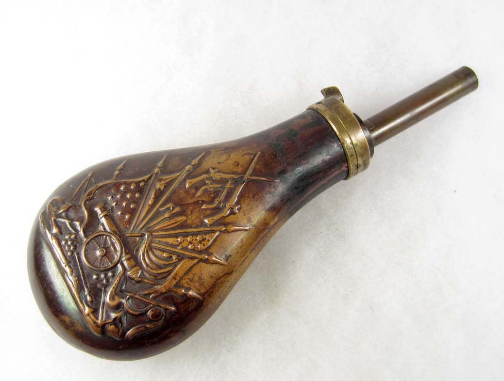 OLD WEST CIVIL WAR ERA MILITARY GUN POWDER FLASK