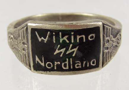 STERLING SILVER GERMAN NAZI SS WIKING ENAMELED RING