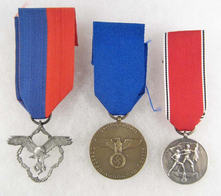 LOT OF 3 GERMAN NAZI MEDALS W/ RIBBONS