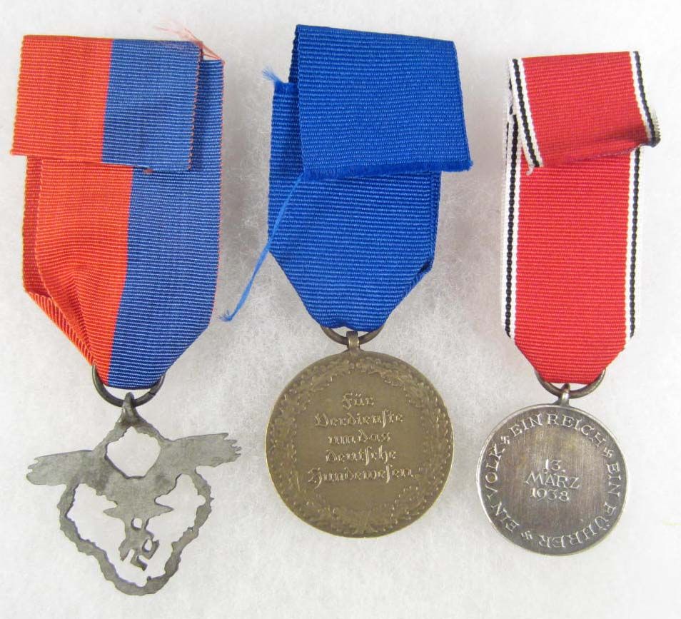 LOT OF 3 GERMAN NAZI MEDALS W/ RIBBONS