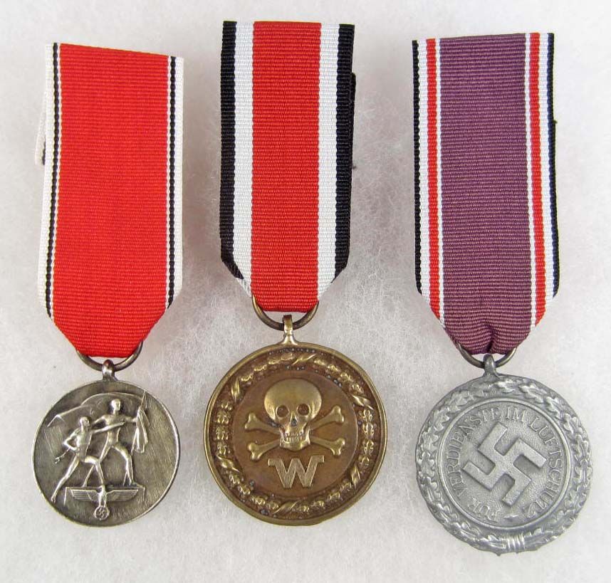 LOT OF 3 GERMAN NAZI MEDALS W/ RIBBONS