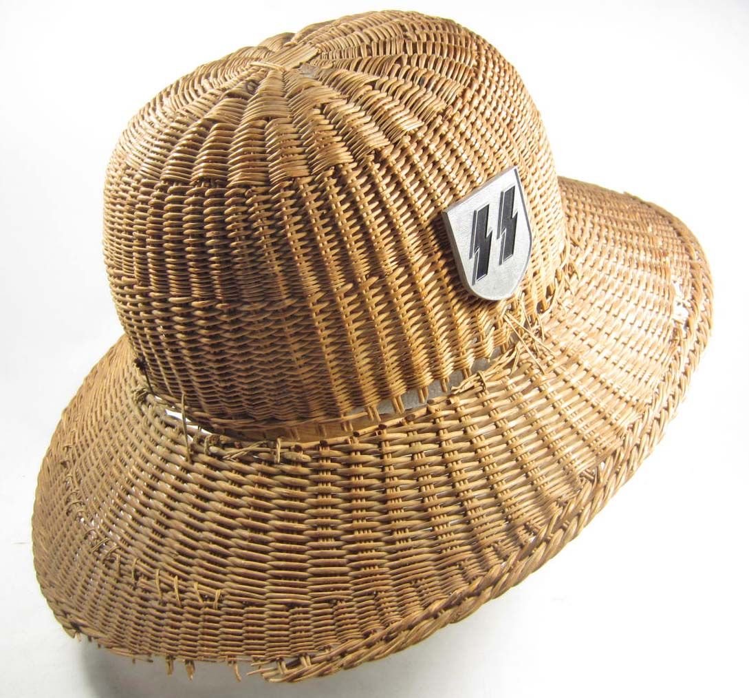 RARE GERMAN NAZI WAFFEN SS AFRIKA KORPS WICKER PITH HELMET