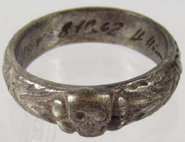 GERMAN NAZI WAFFEN SS OFFICERS TOTENKOPF WEDDING RING