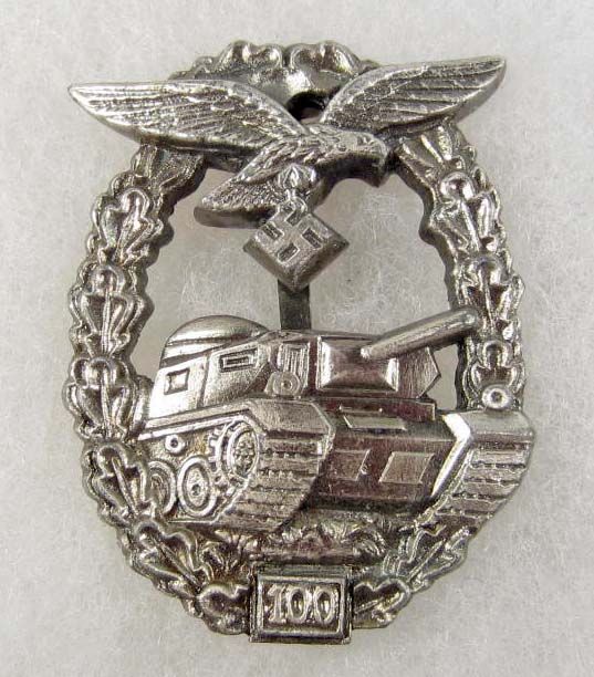 GERMAN NAZI LUFTWAFFE TANK ASSAULT BADGE - 100 ASSAULTS