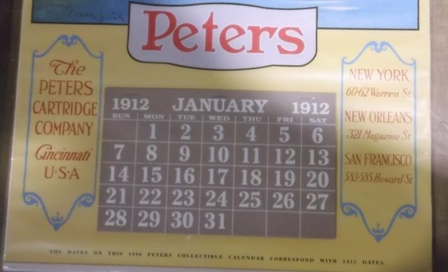 Peters Cartridge Calendar The Date on this 1996 Peters Collectable ...