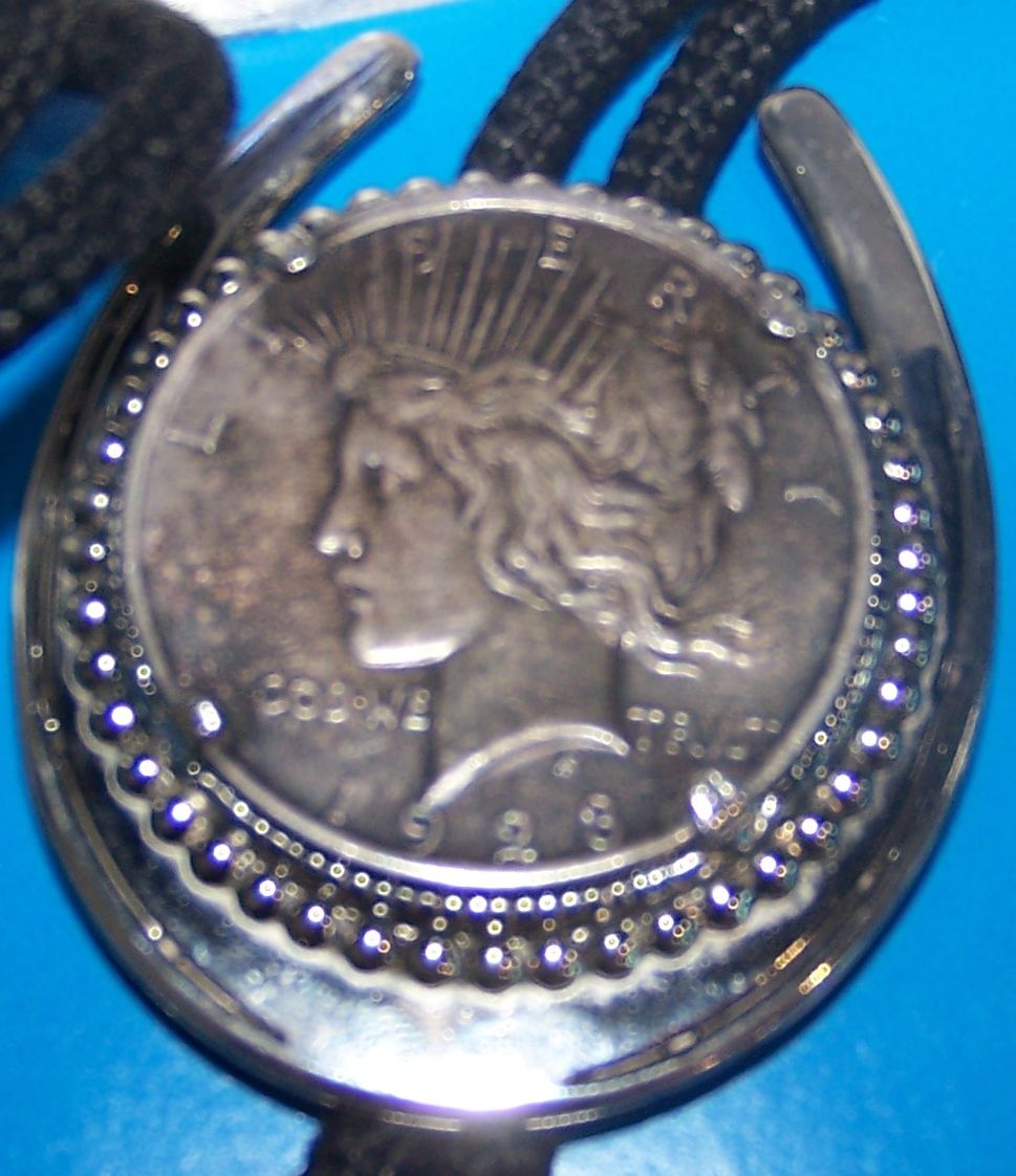 GORGEOUS $1923 SILVER PEACE DOLLAR "BOLO TIE"