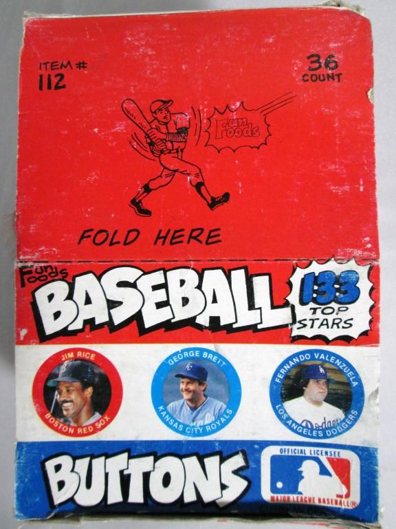 Box Of 1984 Fun Foods Baseball Buttons