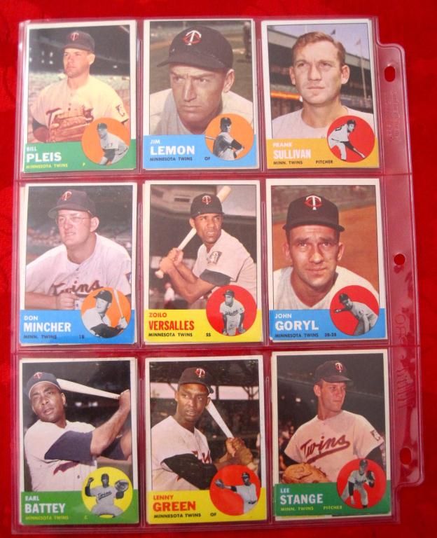18 -1963 Topps Minnesota Twins Team BB Cards
