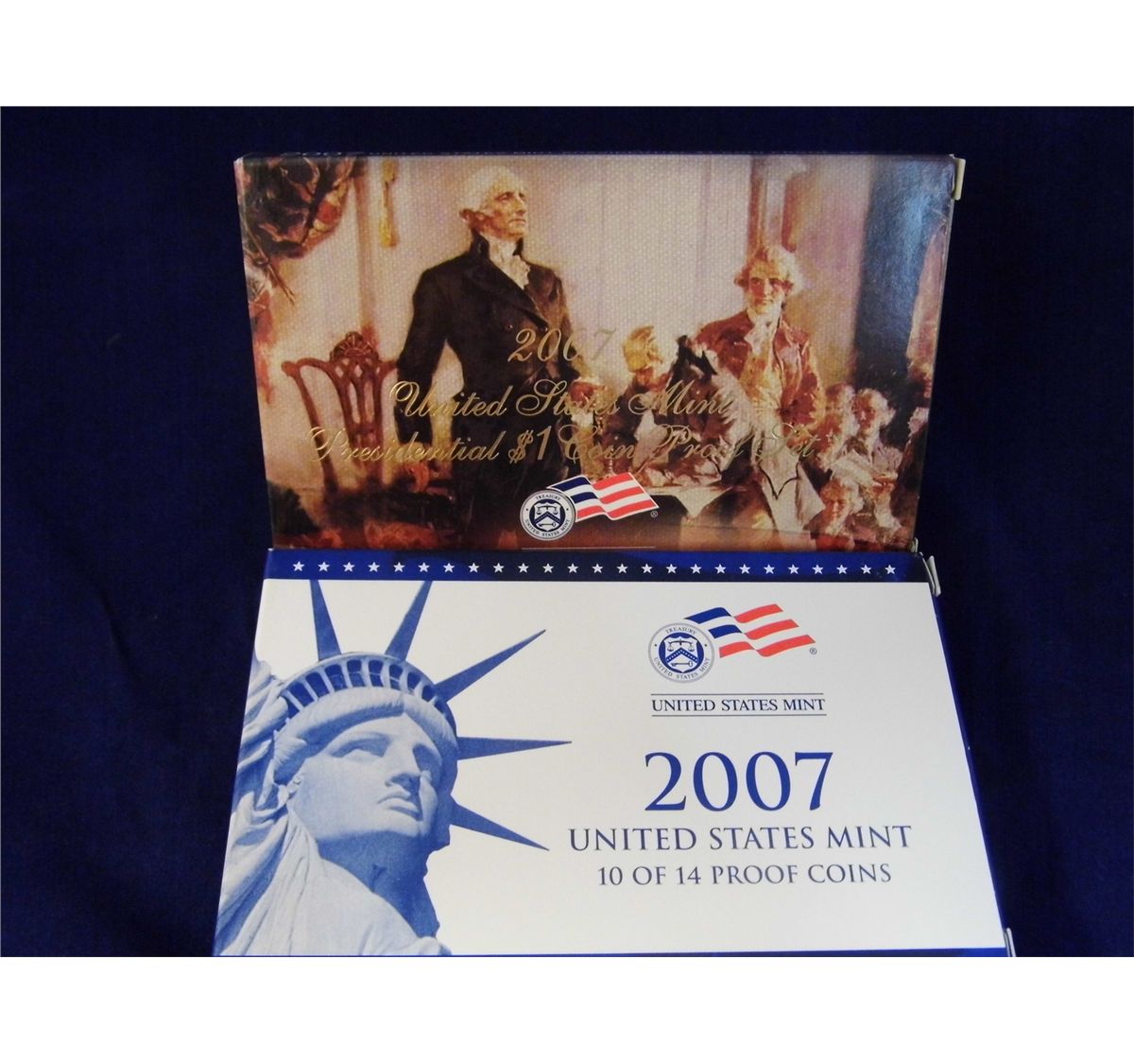 2007 US Mint Proof Set - 10 of 14 proof coins & Presidential $1 Coin ...