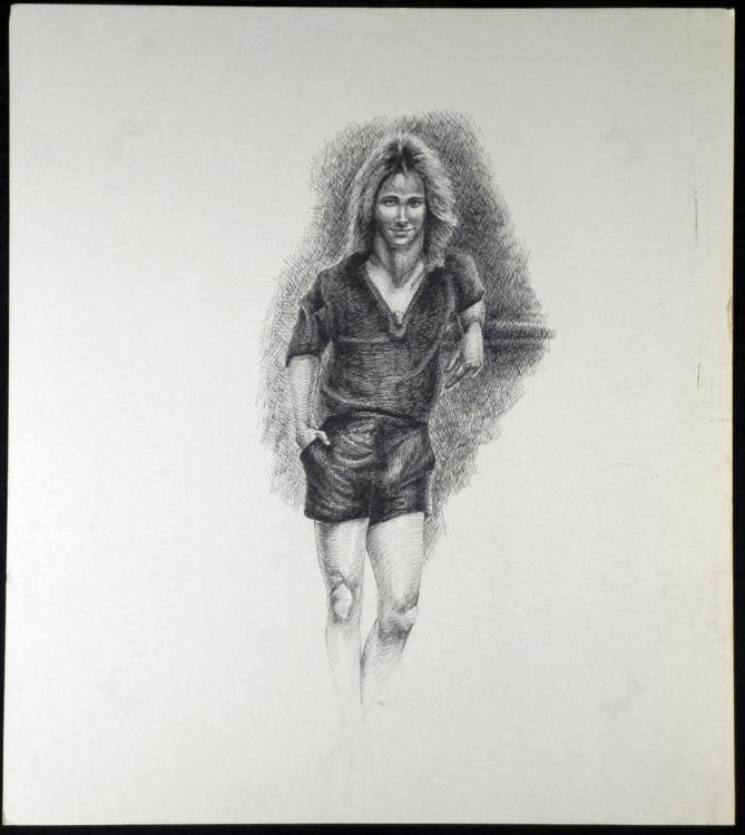 Don Weaver Pen Ink Drawing Original 1980's Man Walking