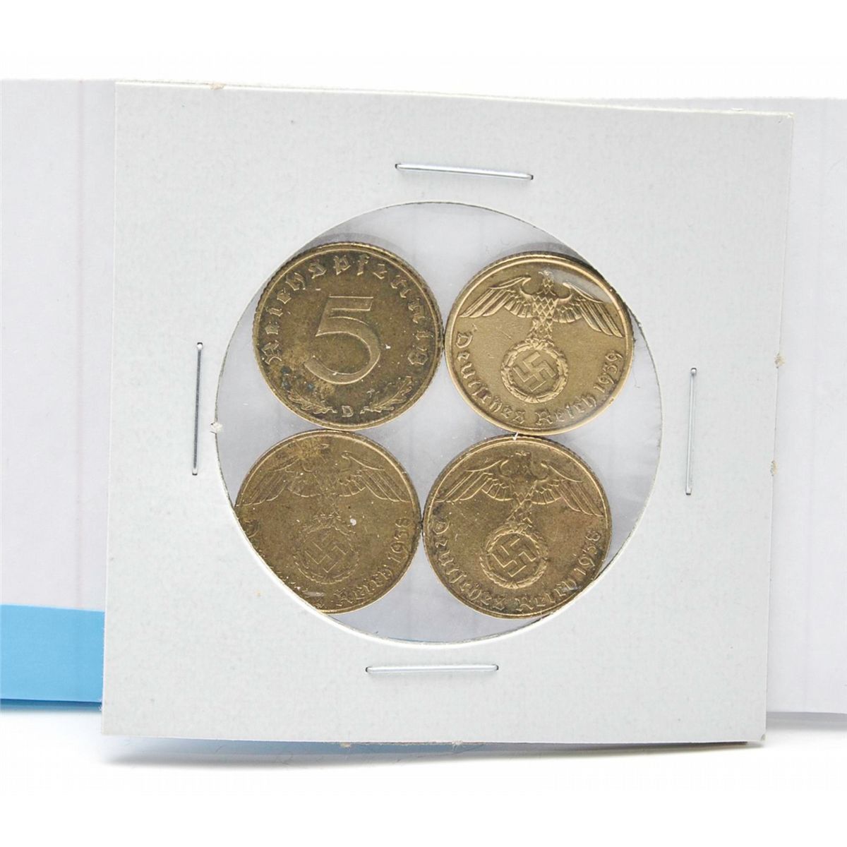 4x Nazi German Brass Swastika coins