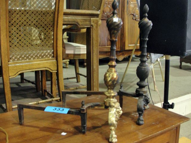 Pair of lion head fire dogs